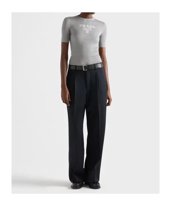 Prada Silk Crew-neck Sweater With Logo
