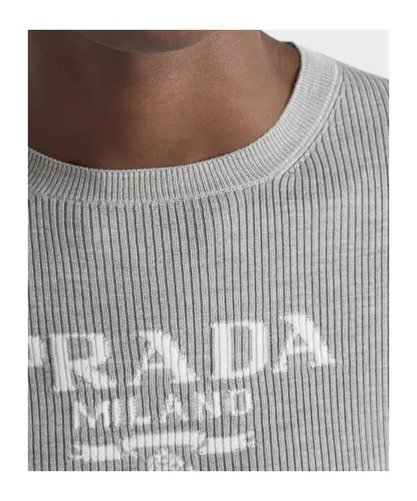 Prada Silk Crew-neck Sweater With Logo