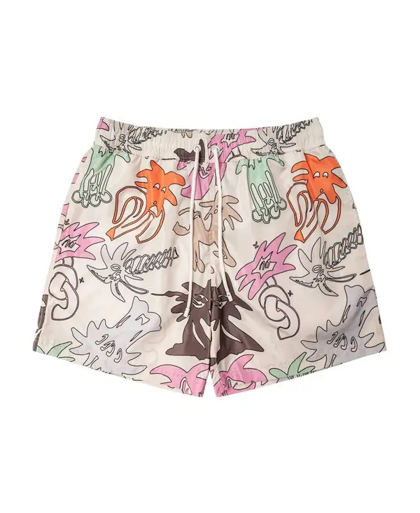 Palm Angels Printed Drawstring Waist Swim Shorts