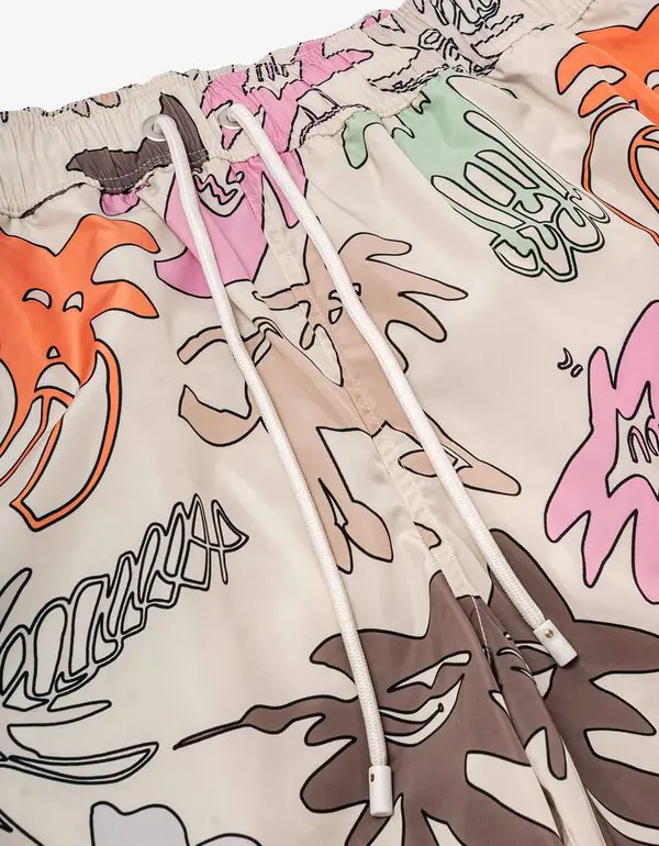 Palm Angels Printed Drawstring Waist Swim Shorts