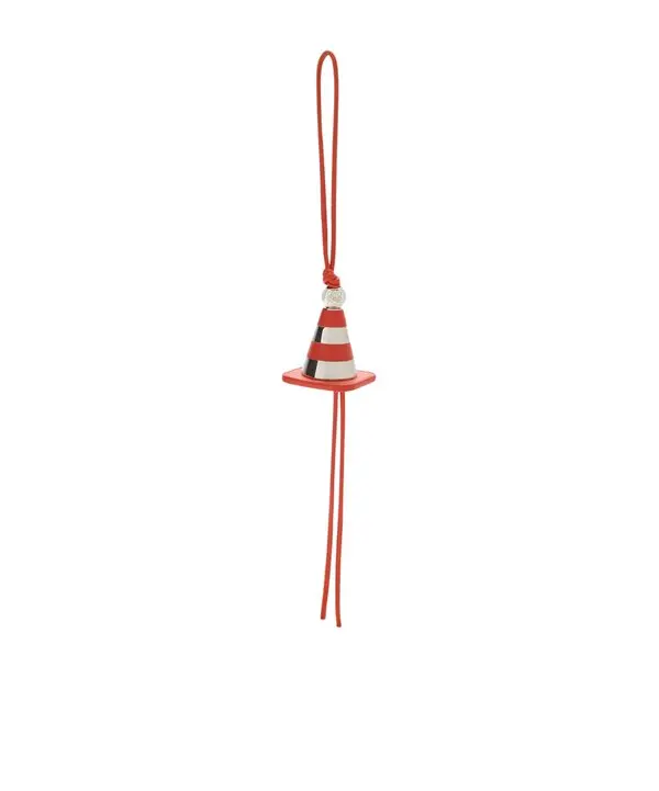 Loewe Work Cone Charm In Brass And Calfskin