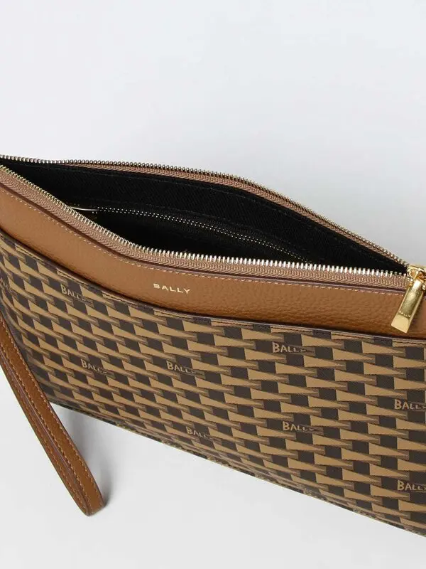 Bally Allover Logo Printed Zipped Clutch Bag