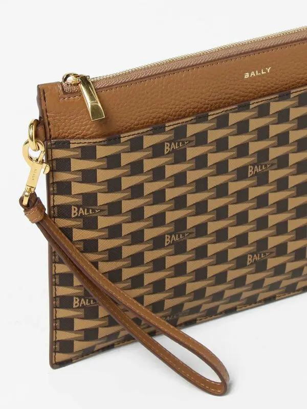 Bally Allover Logo Printed Zipped Clutch Bag