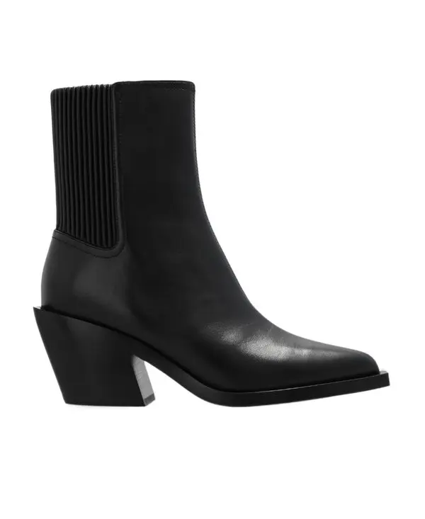 COACH 75mm Pointed-toe Leather Ankle Boots - Black