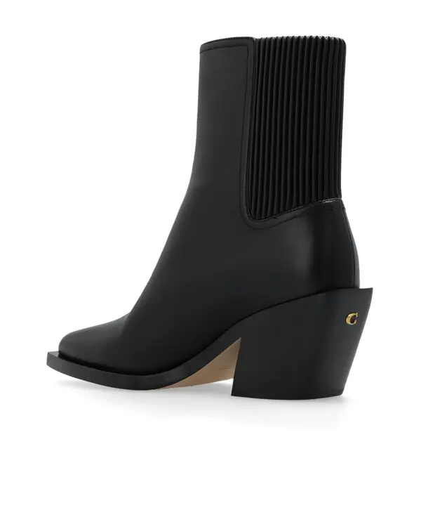 COACH 75mm Pointed-toe Leather Ankle Boots