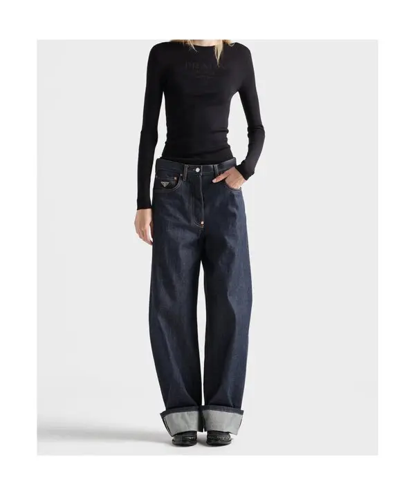Prada Superfine Ribbed Intarsia-logo Sweater