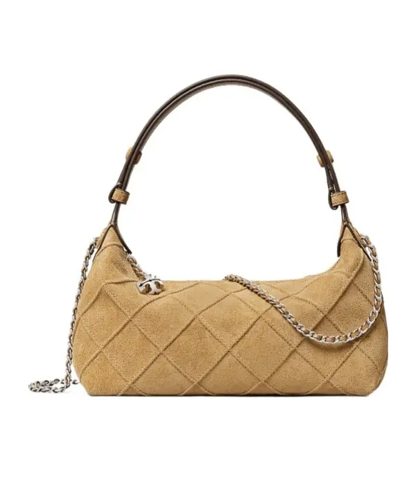 Tory Burch Mini Fleming Quilted Crossbody Bag - Limestone