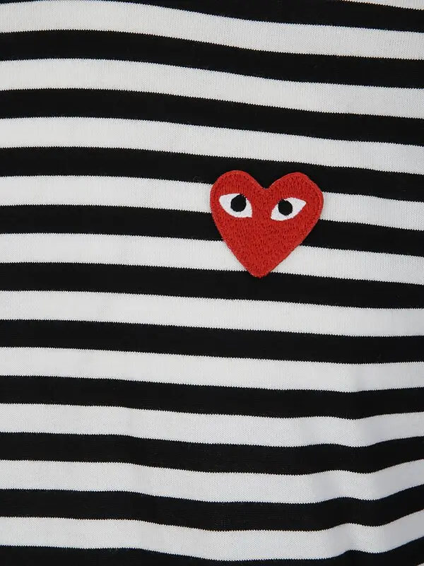 Play Comme Des Garcon Striped Heart-patch T-shirt