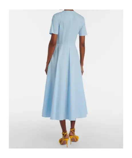 Oscar De La Renta Printed Cotton-blend Midi Dress - Blue