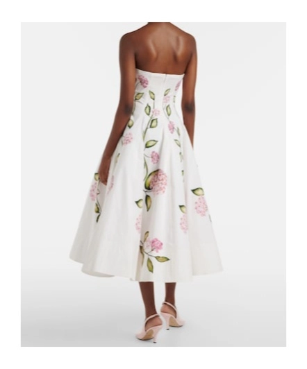 Oscar De La Renta Floral Cotton-blend Poplin Bustier Gown