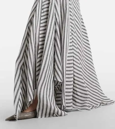 Ralph Lauren Shamus Striped Linen Maxi Skirt