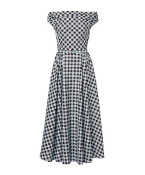 Oscar De La Renta Gingham Cotton-blend Midi Dress - Gray