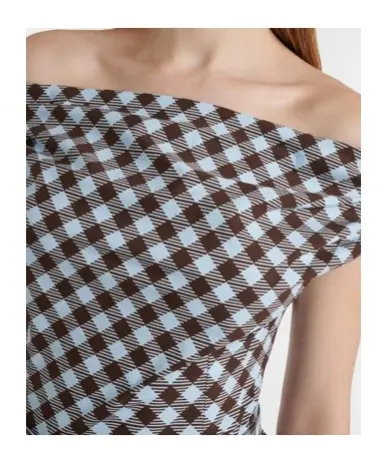 Oscar De La Renta Gingham Off-the-shoulder Midi Dress