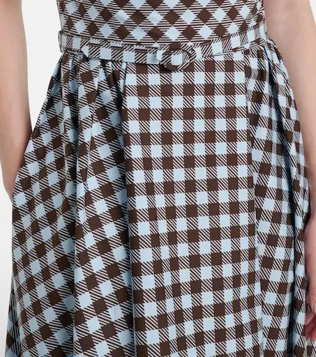Oscar De La Renta Gingham Off-the-shoulder Midi Dress