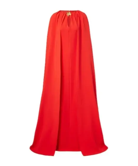 Oscar De La Renta Cyclamen Silk-blend Georgette Kaftan - Red