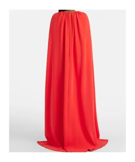 Oscar De La Renta Silk-blend Georgette Kaftan With Cape And Gilded Flower Detail