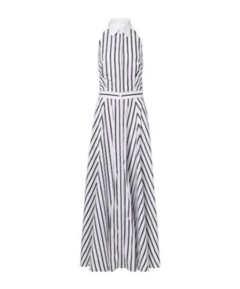 Ralph Lauren Eldred Striped Cotton Halterneck Maxi Shirt Dress - Gray