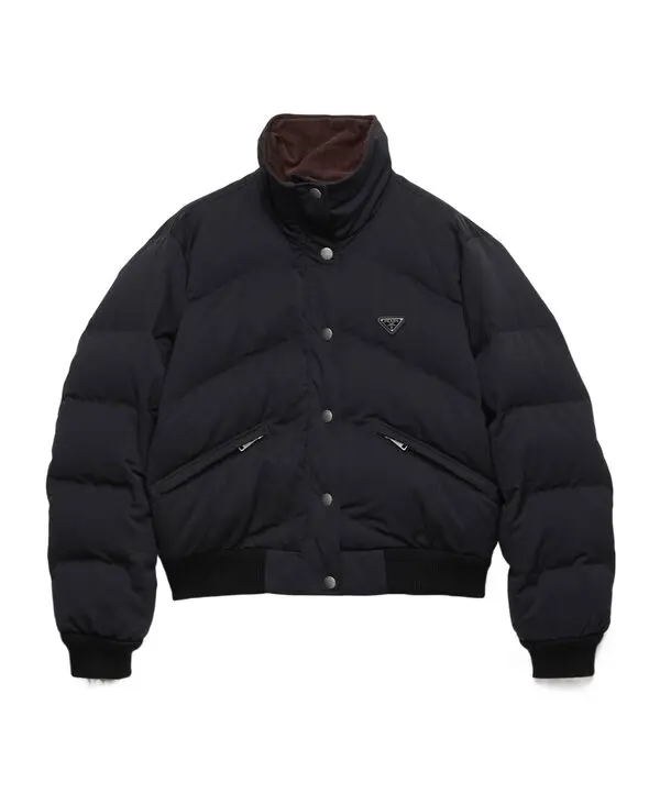 Prada Cropped Compact Poplin Down Jacket - Black