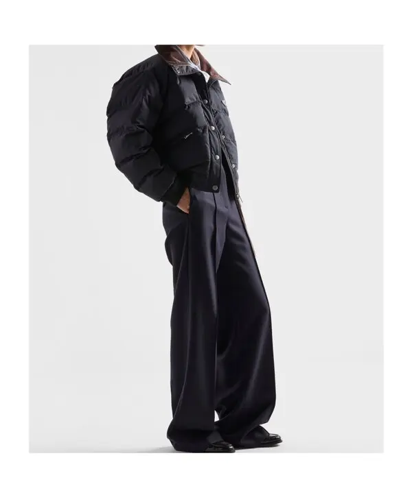 Prada Cropped Compact Poplin Down Jacket