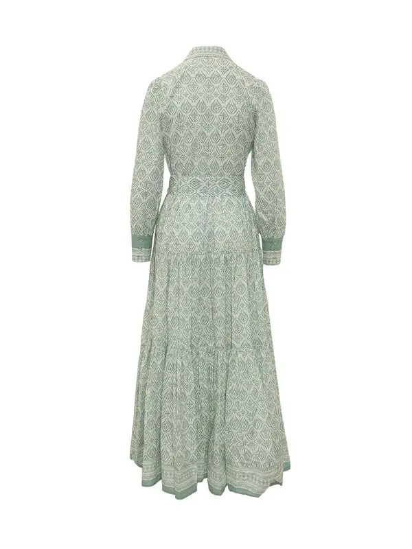 MC2 SAINT BARTH Jensen Long Sleeve Printed Shirt Dress - Gray