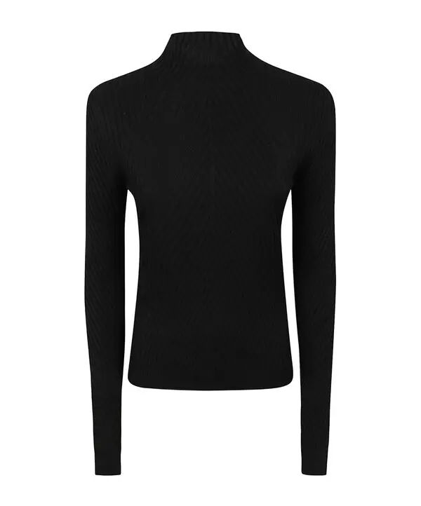 Victoria Beckham Georgia Ribbed-knit High-neck Jumper - Black