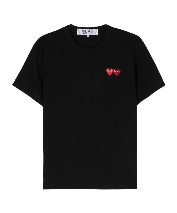 Play Comme Des Garcon Comme Des Garçons Play Double Heart Crewneck T-shirt - Black