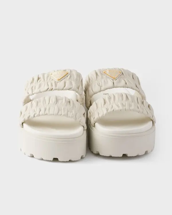 Prada Matelassé Nappa Leather Flatform Slides