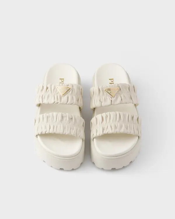 Prada Matelassé Nappa Leather Flatform Slides