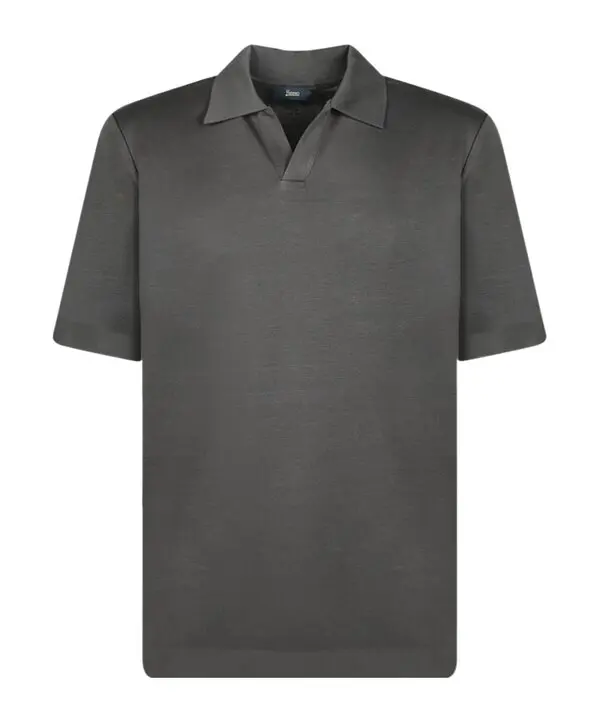 Herno Open Collar Polo Shirt - Grey