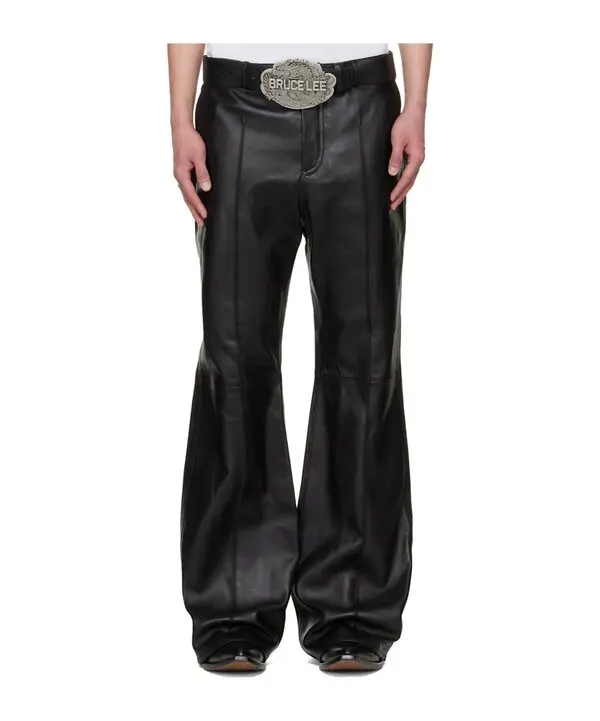 LU'U DAN X Bruce Lee Collaboration Flared Leather Trousers