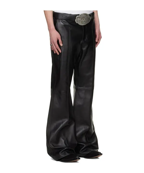LU'U DAN X Bruce Lee Collaboration Flared Leather Trousers