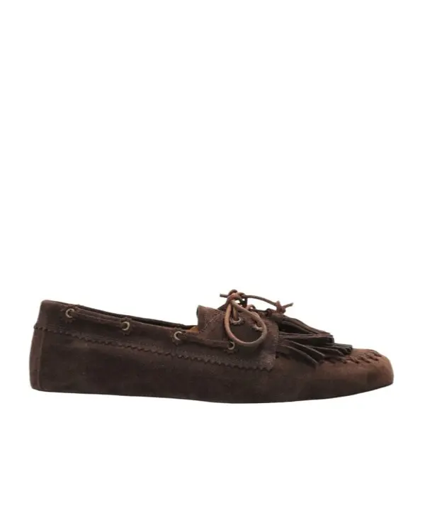 Isabel Marant Étoile Suede Lace-up Loafers With Fringe - Chocolate