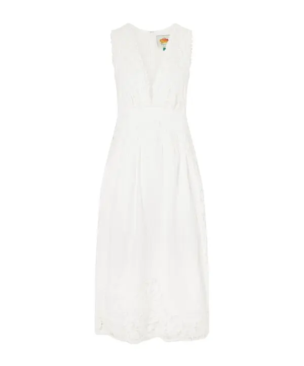 Farm Rio Richelieu Sleeveless Midi Dress - White