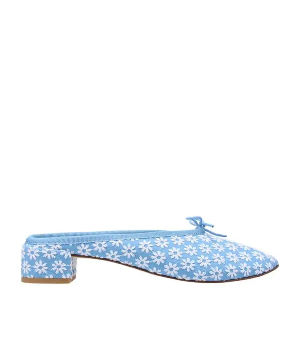 Repetto Camille Floral-print Bow Detail Mules - Blue
