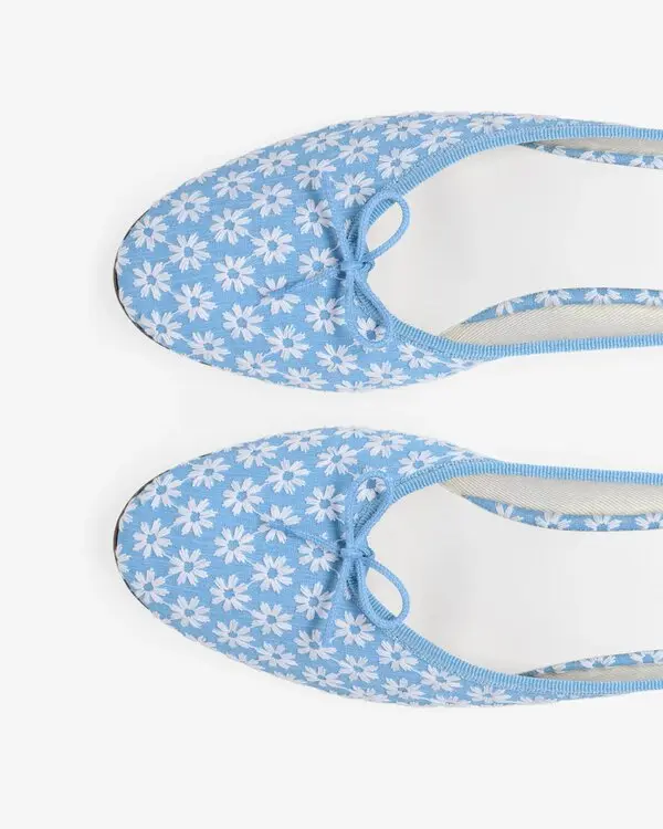 Repetto Camille Floral-print Bow Detail Mules - Blue