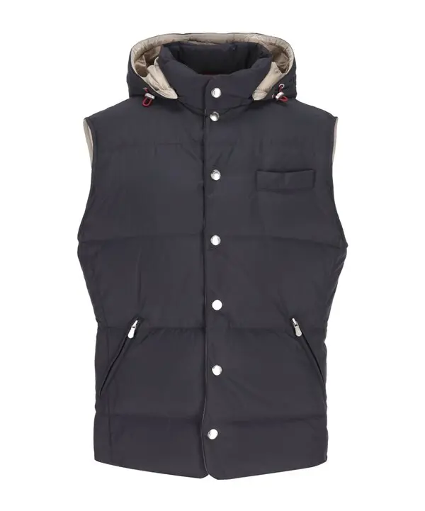 Brunello Cucinelli Hooded Down Gilet - Black