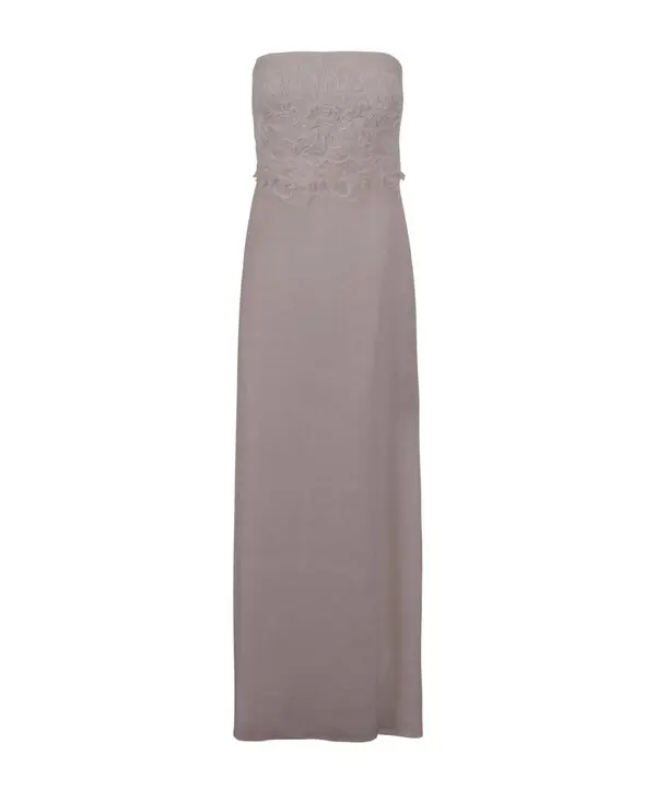 Ermanno Scervino Lace-panel Strapless Maxi Dress - Gray