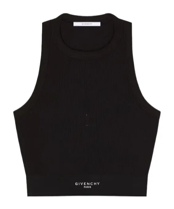 Givenchy Cropped Ribbed Tank Top - Black