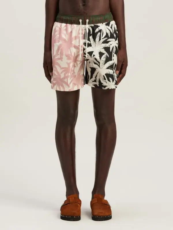 Palm Angels Palms Patchwork Drawstring Swim Shorts