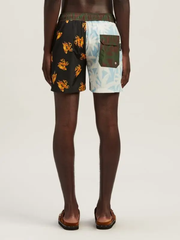 Palm Angels Palms Patchwork Drawstring Swim Shorts