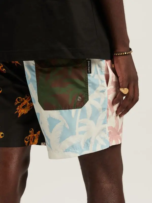 Palm Angels Palms Patchwork Drawstring Swim Shorts