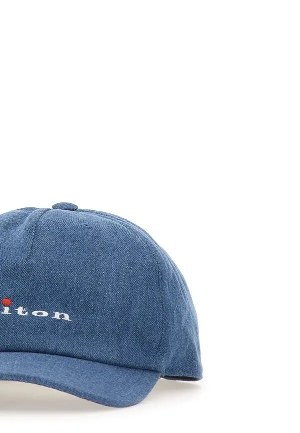 Kiton Logo Embroidered Denim Baseball Cap