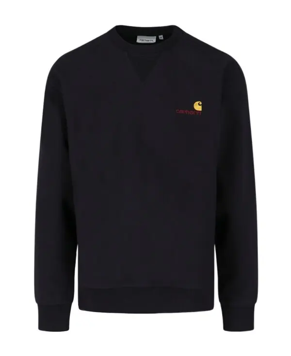 Carhartt Work In Progress Logo Embroidered Crewneck Sweatshirt - Black