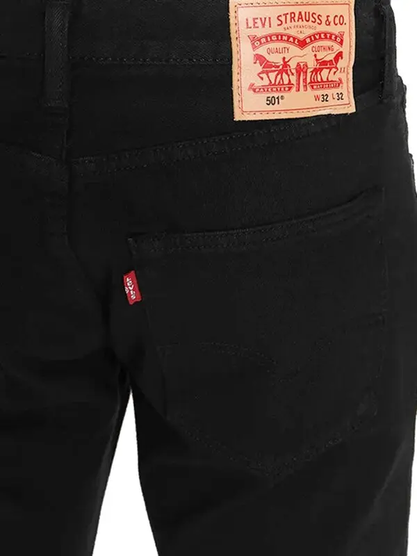 LEVI'S 501 Straight Leg Jeans With Logo Patch - Black