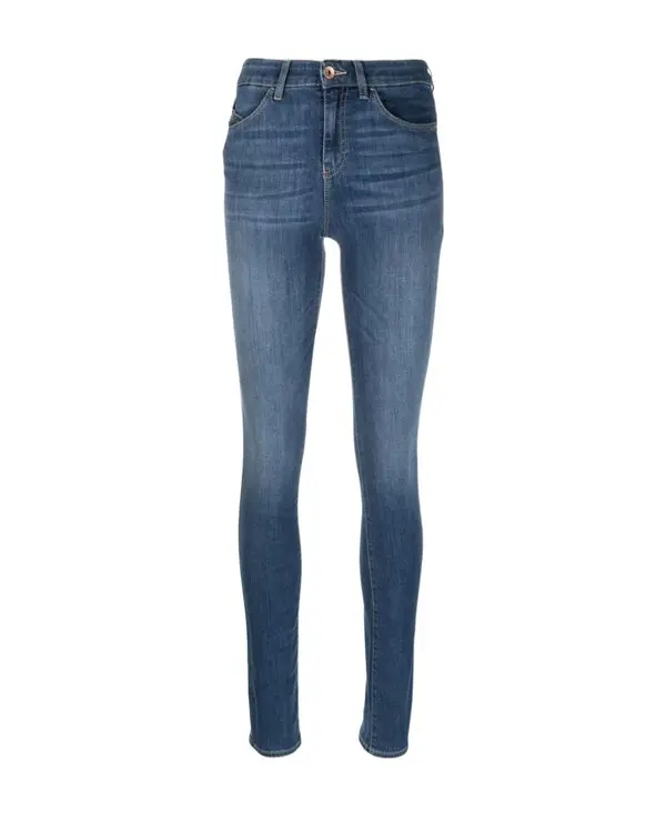 Emporio Armani Embroidered-logo Skinny Jeans - Blue