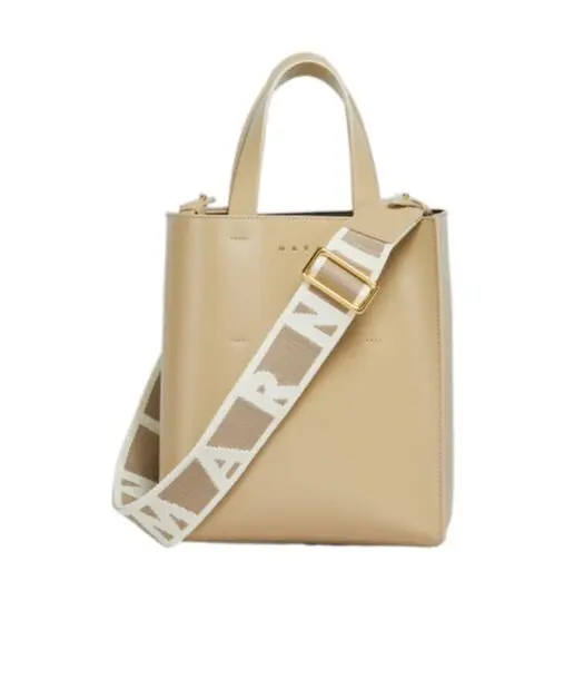 Marni Museo Logo Printed Mini Tote Bag - Beige