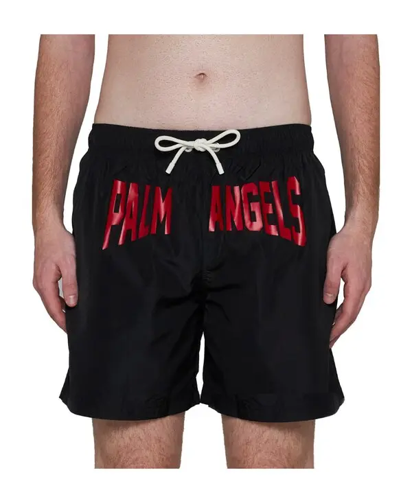 Palm Angels Logo-printed Drawstring Swim Shorts