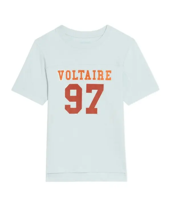 Zadig&Voltaire Boo" T-shirt With Voltaire 97 Artwork And Rhinestones - Blue