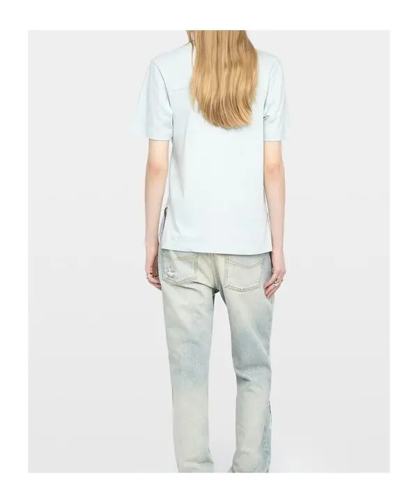 Zadig&Voltaire Boo" T-shirt With Voltaire 97 Artwork And Rhinestones - Blue