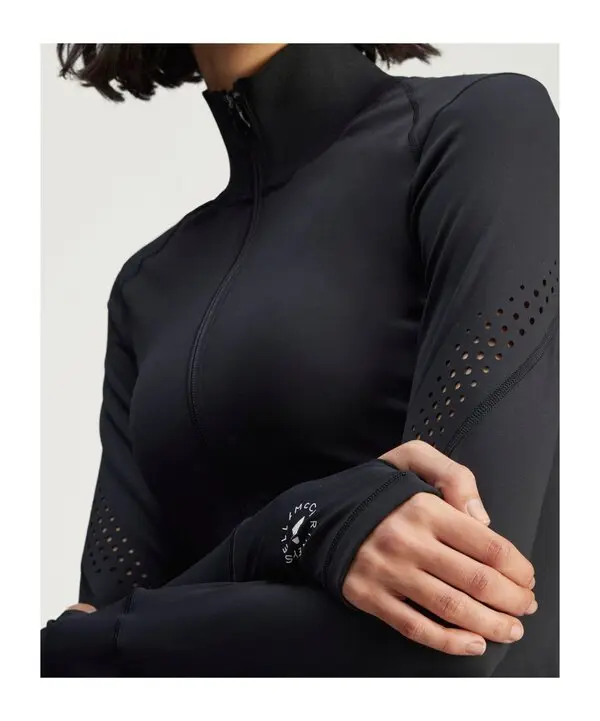 Adidas By Stella McCartney Perforated-detail Zip-up Training Midlayer